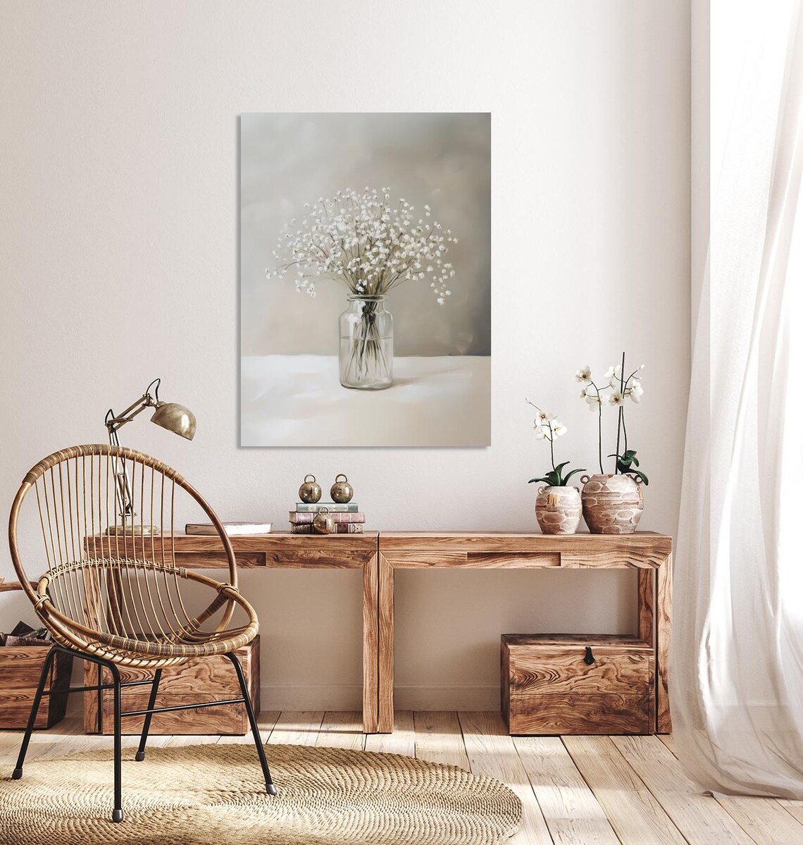 Babys Breath Bouquet Calming Whites Digital Painting, PRINTABLE ...