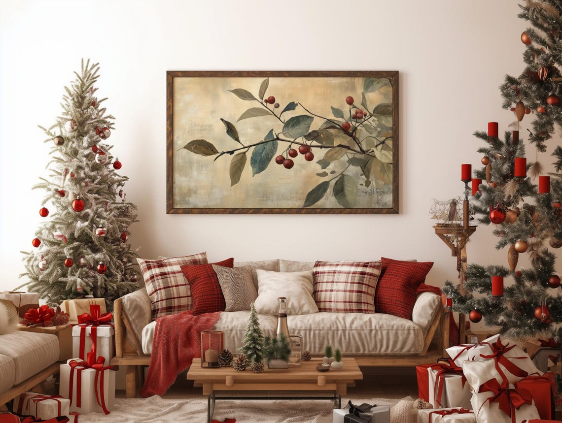 Rustic Red Berries and Branches Still Life, Digital PRINTABLE Download ...