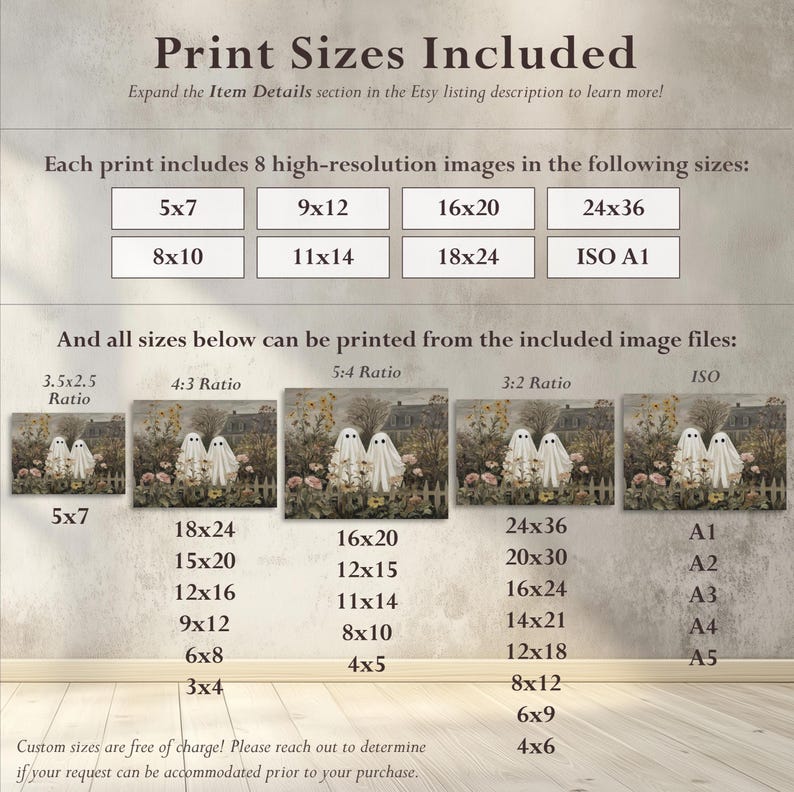 Vintage Ghosts Country Garden, Digital PRINTABLE Download, Halloween ...