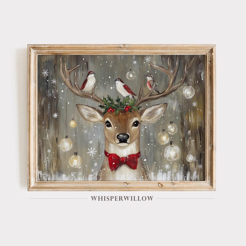 Christmas Deer Painting - Etsy