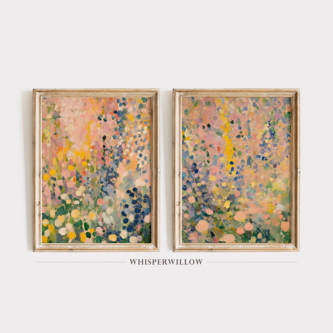 Abstract Floral Impressionist Set of Two (2), Digital PRINTABLE ...