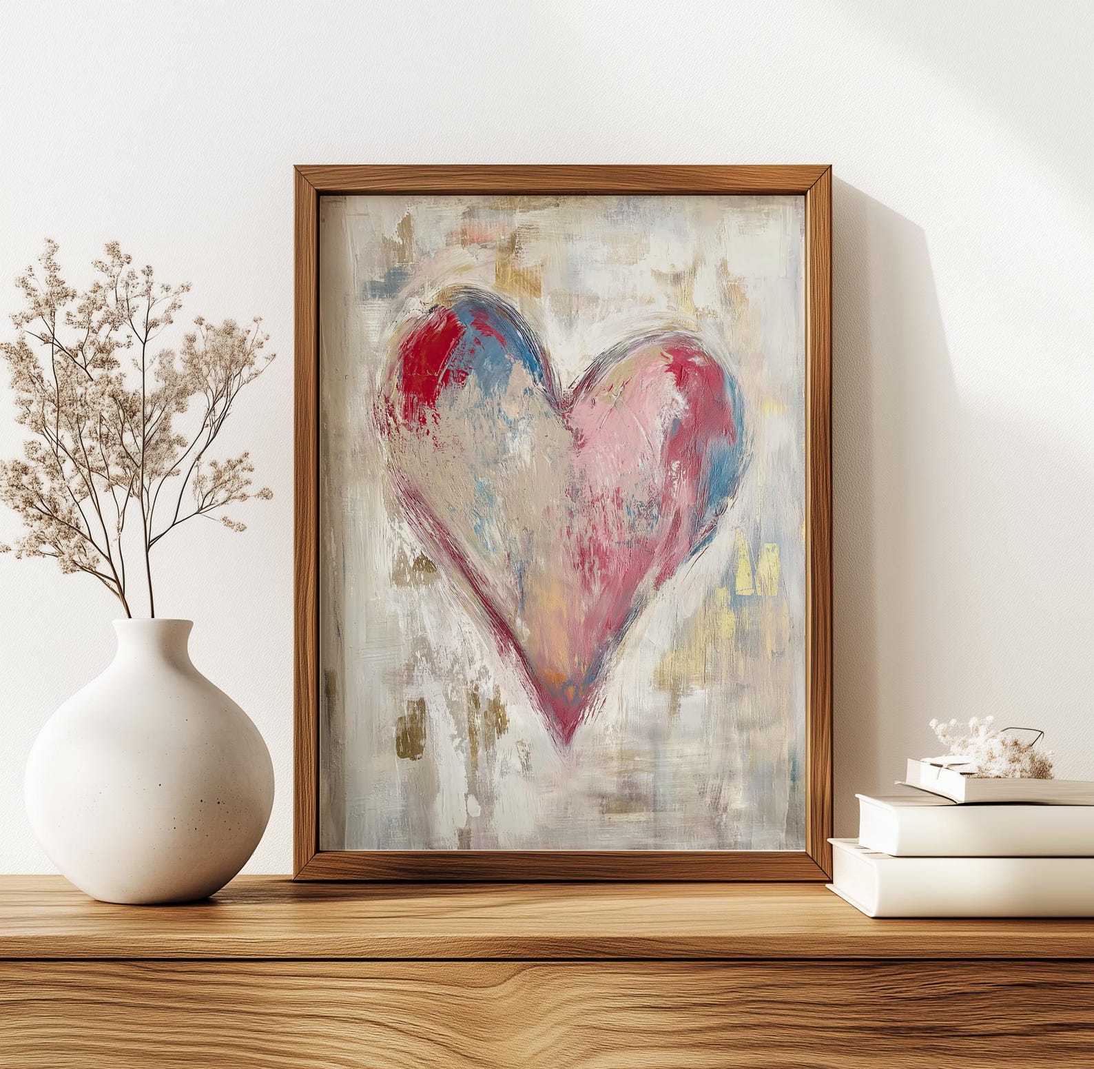 Abstract Heart Neutral Background Digital Painting, PRINTABLE Download ...