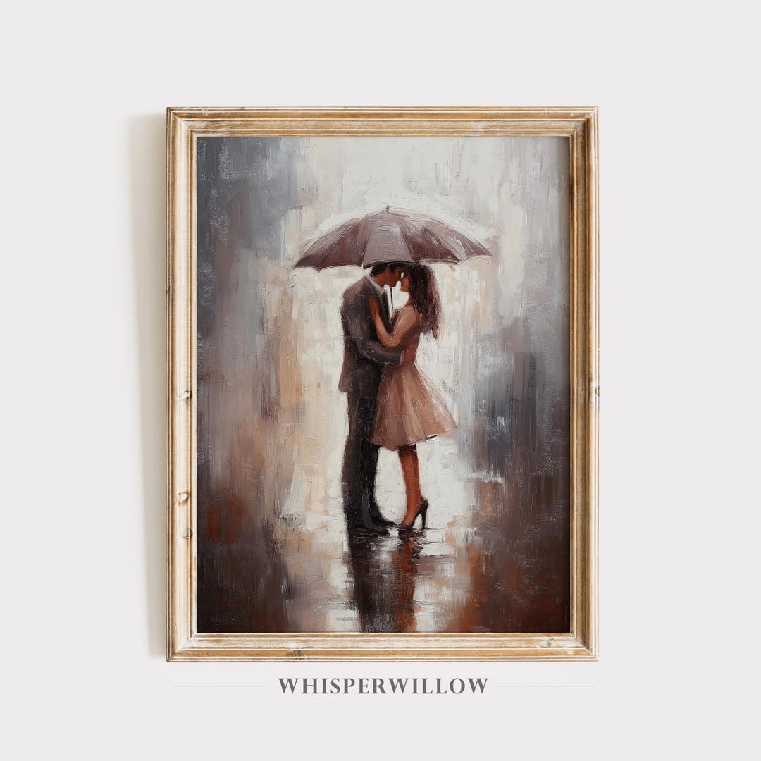 Romantic Couple Under Umbrella Digital Painting, PRINTABLE Download ...
