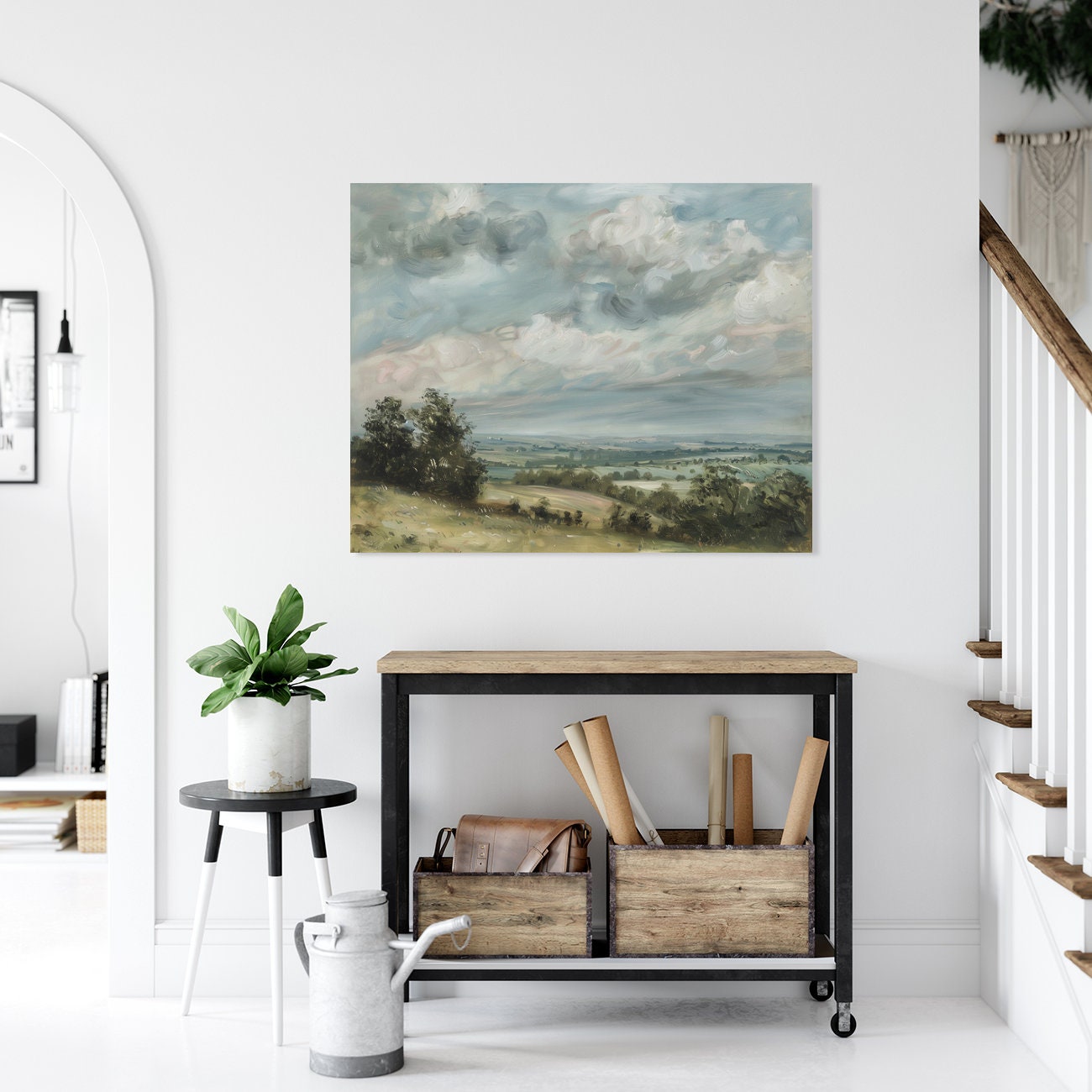 Rolling Hills Vintage American Landscape Painting, Digital Printable ...