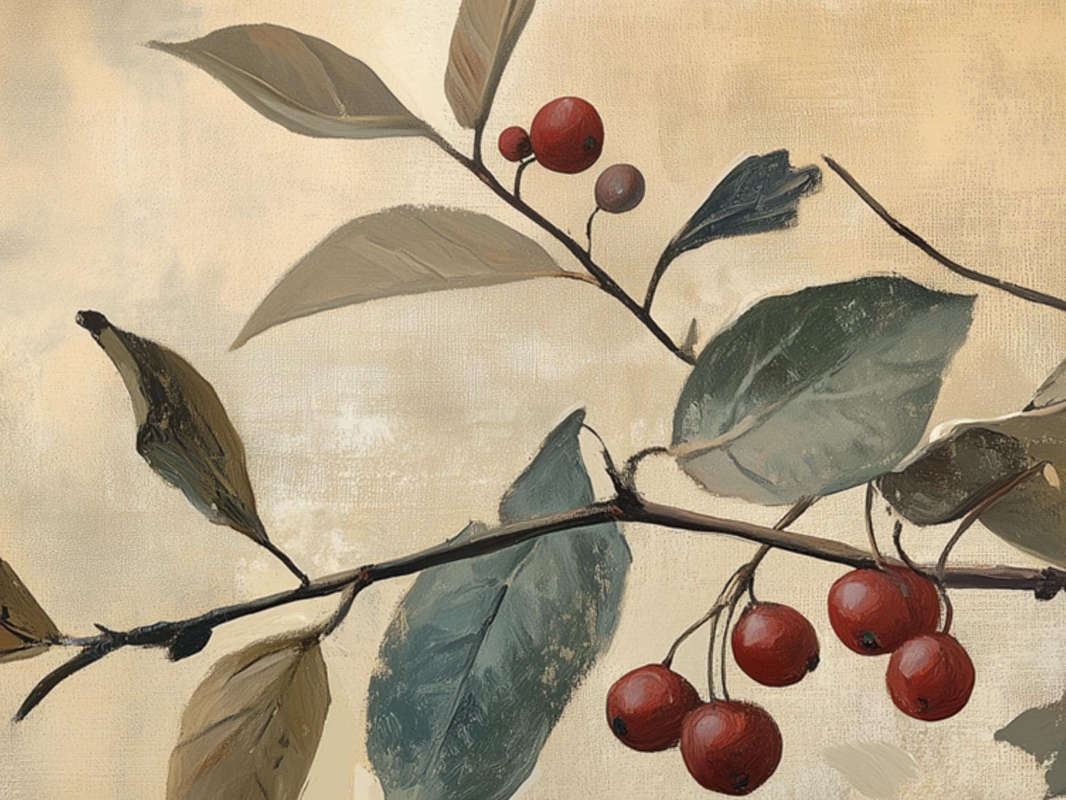Rustic Red Berries and Branches Still Life, Digital PRINTABLE Download ...