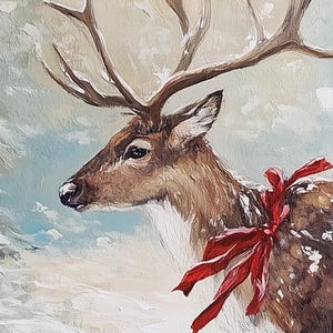 Christmas Reindeer and Sleigh Painting, Digital Printable Download ...
