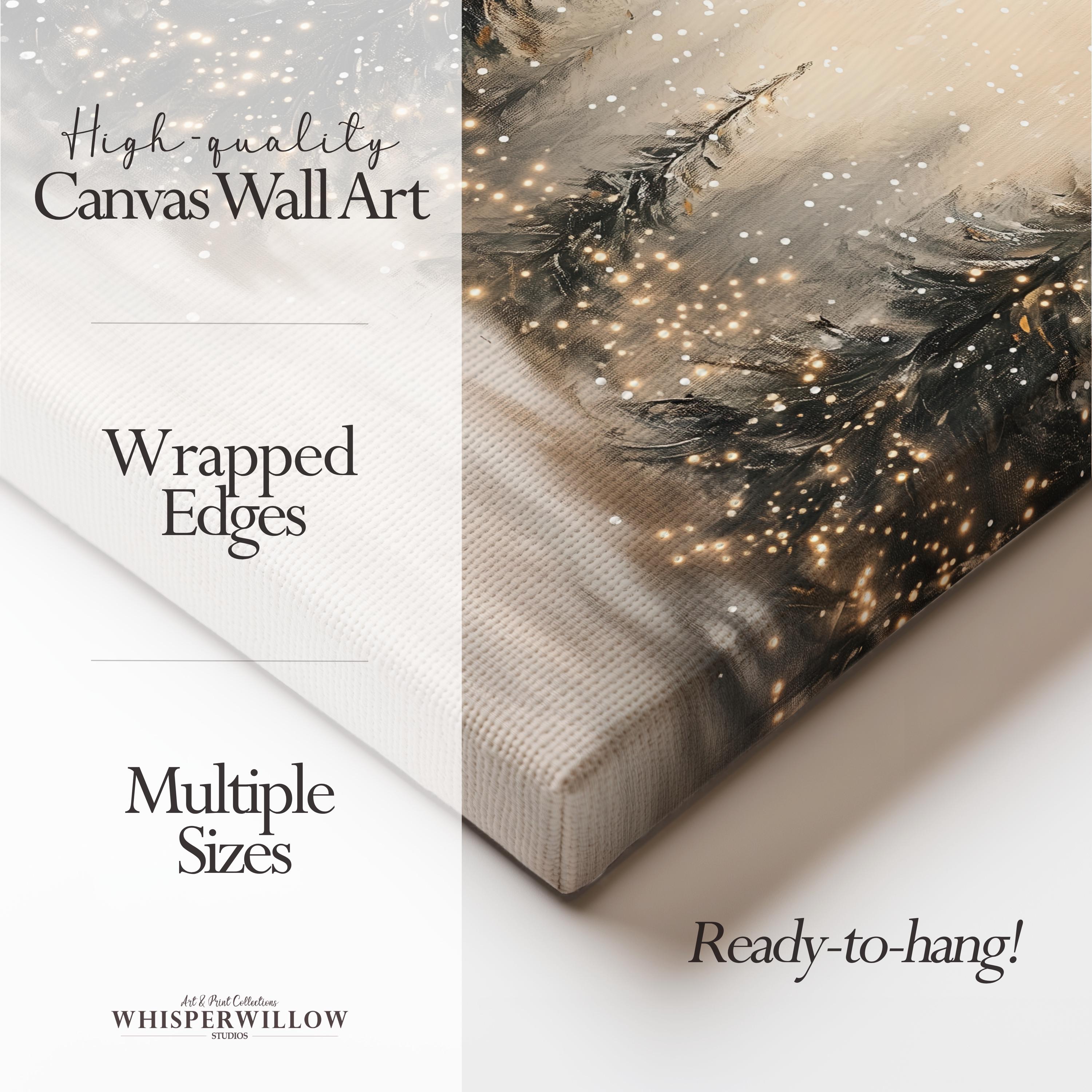 CANVAS Art - Snowy Pine Forest, Warm Twinkle Lights, Magical Winter ...