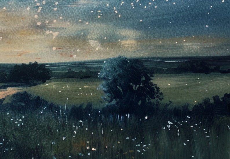 Country Night Sky Milky Way Painting, Digital Print Download, Vintage ...