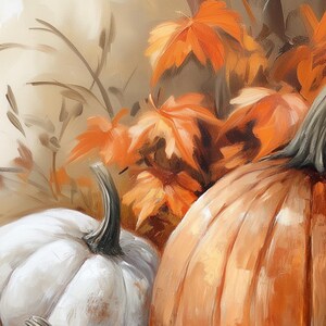Pumpkins Autumn Leaves Still Life Painting, Digital Printable Download ...