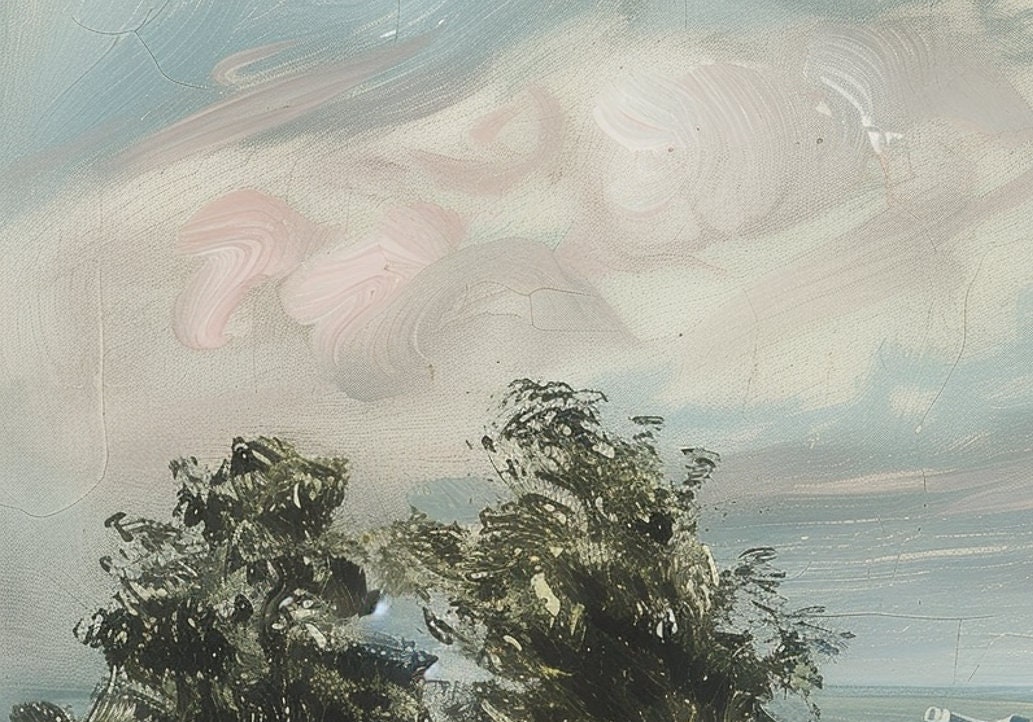 Rolling Hills Vintage American Landscape Painting, Digital Printable ...