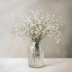 Babys Breath Bouquet Calming Whites Digital Painting, PRINTABLE ...