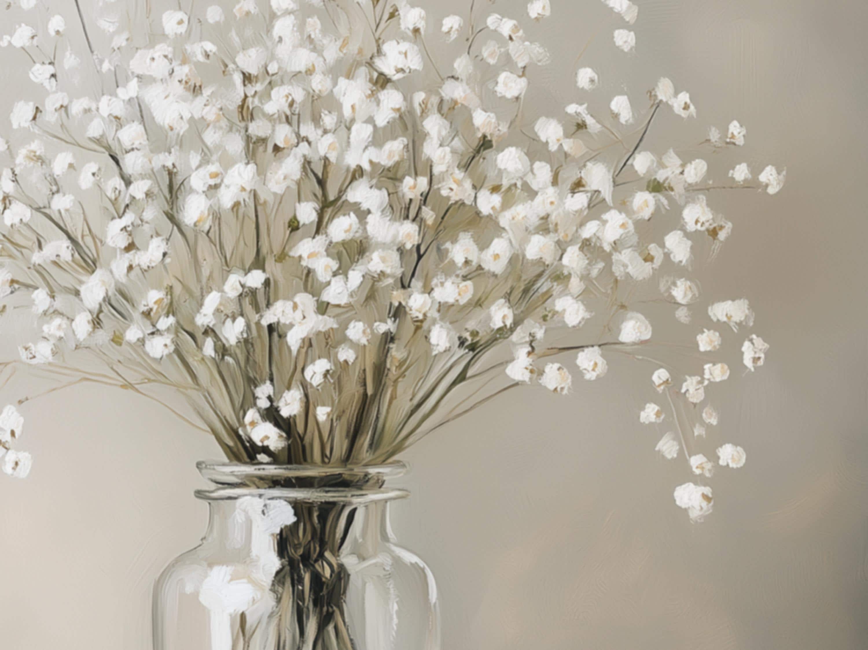 Babys Breath Bouquet Calming Whites Painting, Digital Printable ...
