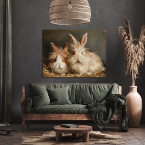 Angora Rabbits Vintage Animal Painting, Digital Printable Download ...
