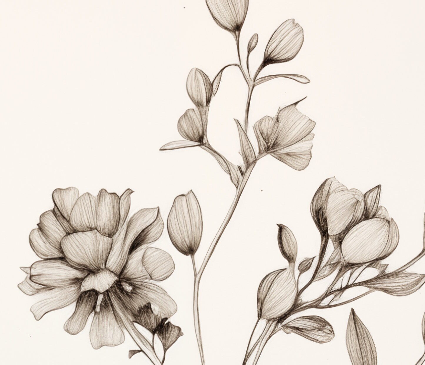 Wildflower Drawing, Digital Print Download, Botanical Art, Nature ...