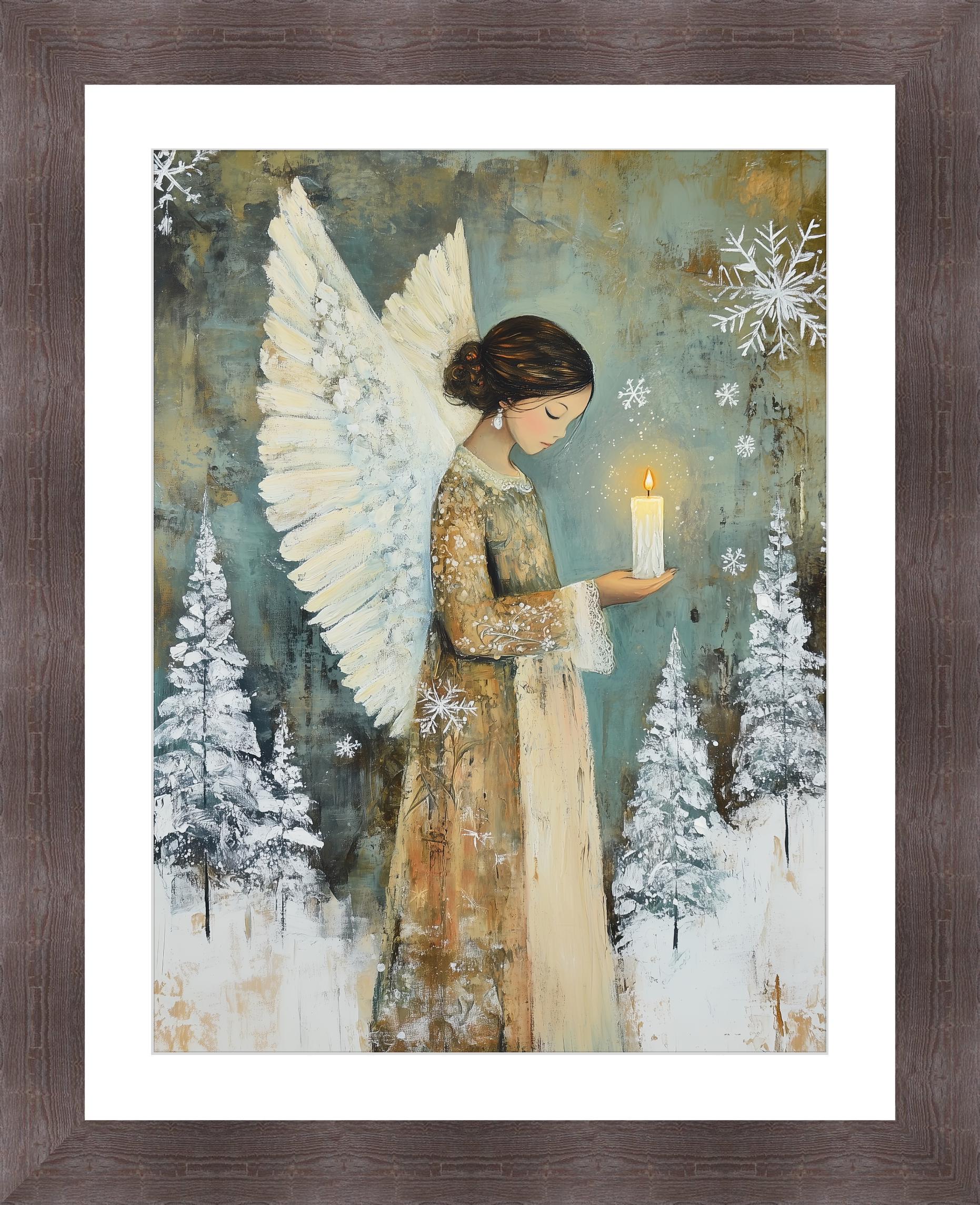 Winter Holiday Angel With Candle Digital Painting, PRINTABLE Download ...