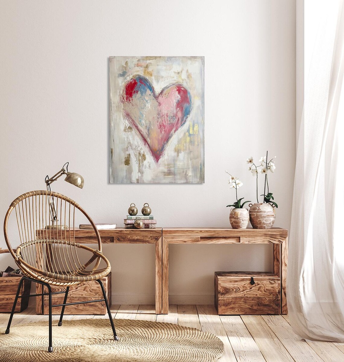 Abstract Heart Neutral Background Digital Painting, PRINTABLE Download ...