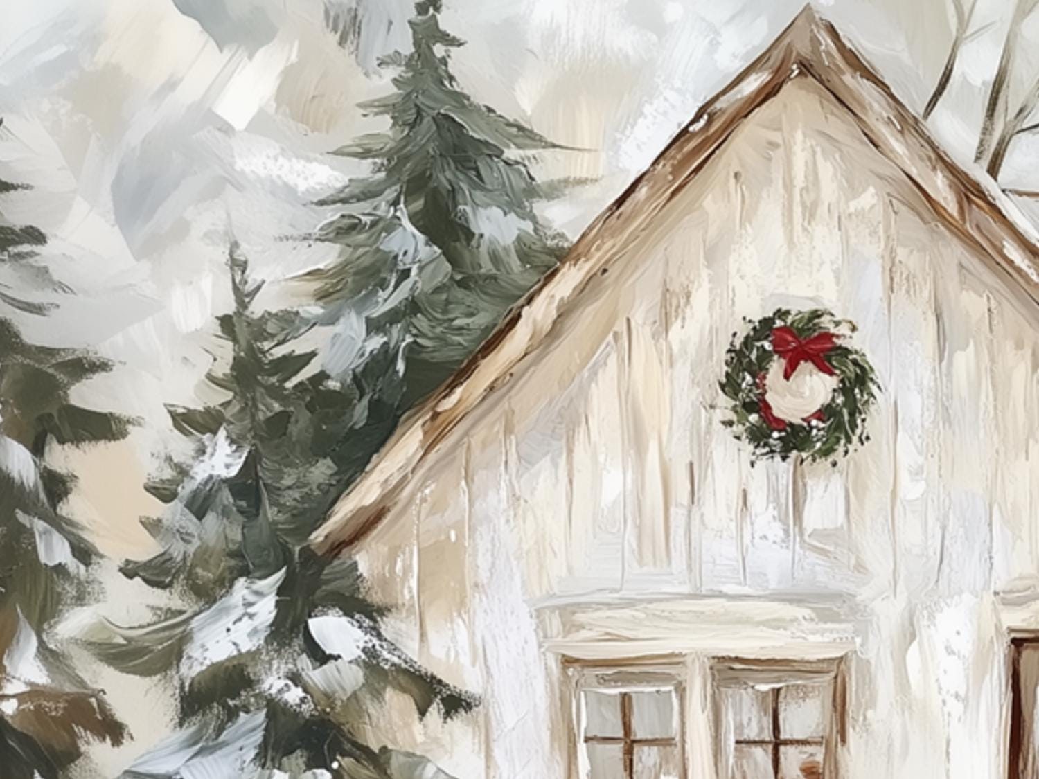 Magical Snowy Winter Cottage Painting, Digital Printable Download ...