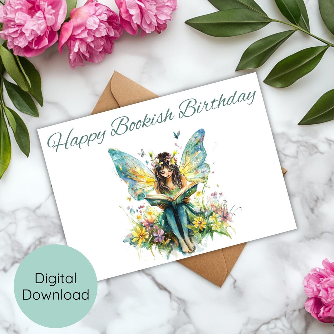 Printable Birthday Card for Readers | Reading Fairy | Book Worm ...