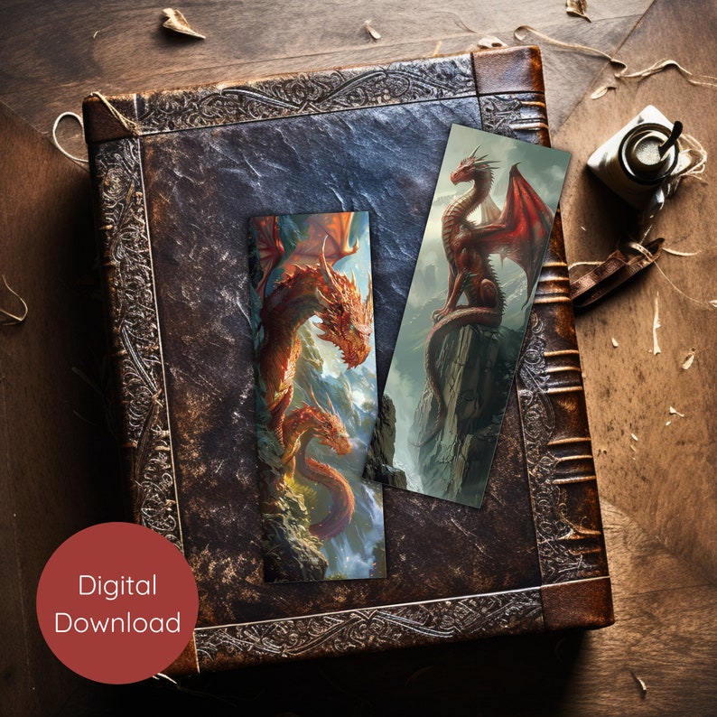 Dragon Bookmarks Printable Bookmarks Fantasy Bookmarks Bibliophile ...