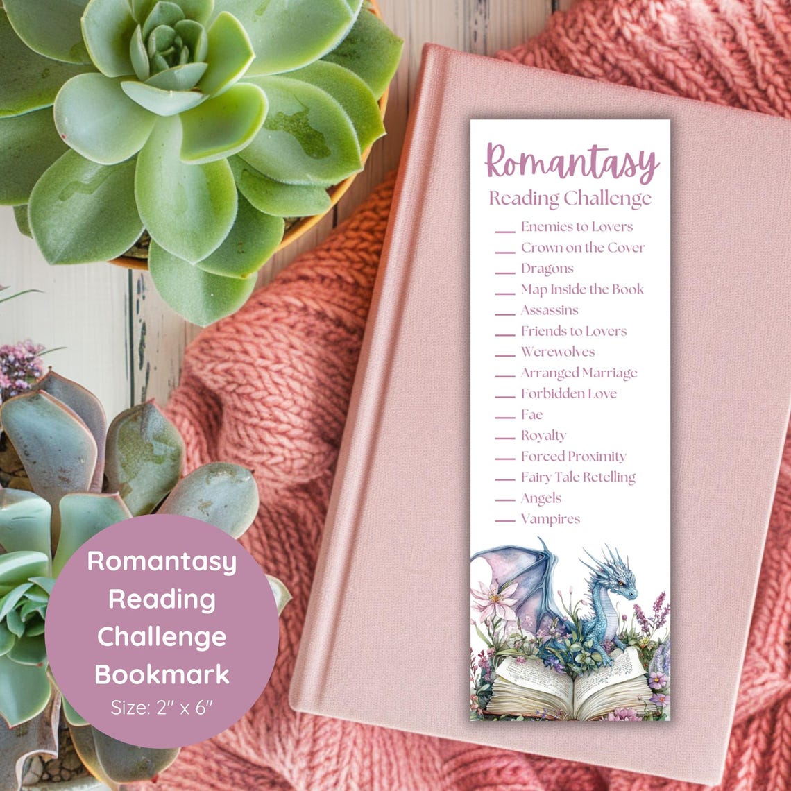 Romantasy Reading Challenge TBR Challenge Printable Bookmark - Etsy