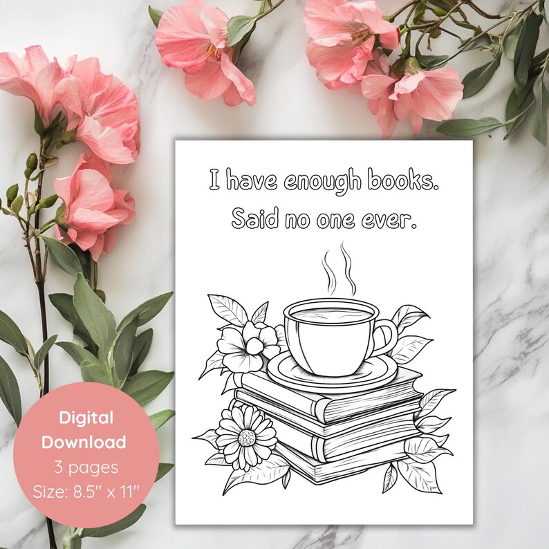 Printable Coloring Pages for Readers Bookish Gift Printable PDF Digital ...