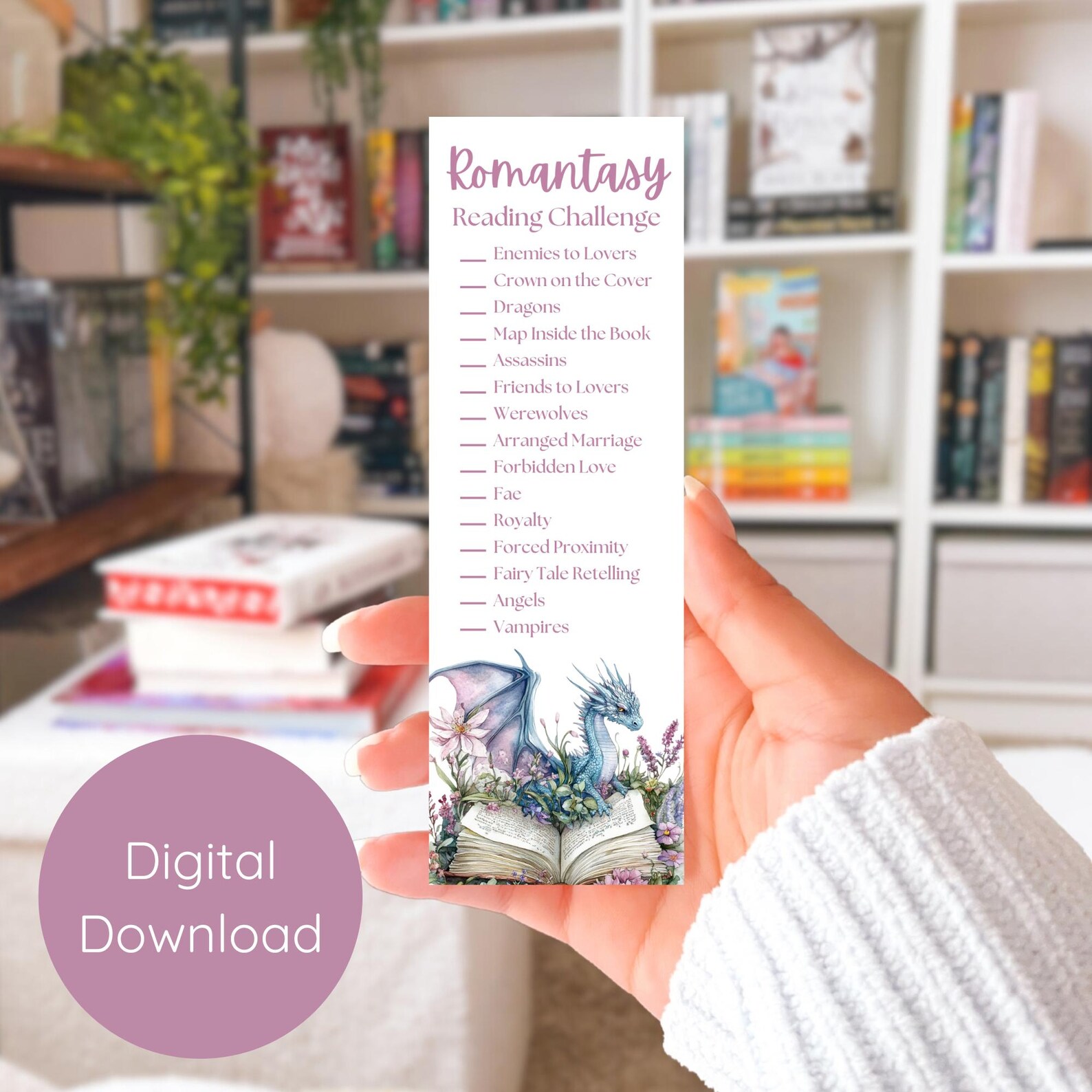 Romantasy Reading Challenge | TBR Challenge | Printable Bookmark ...