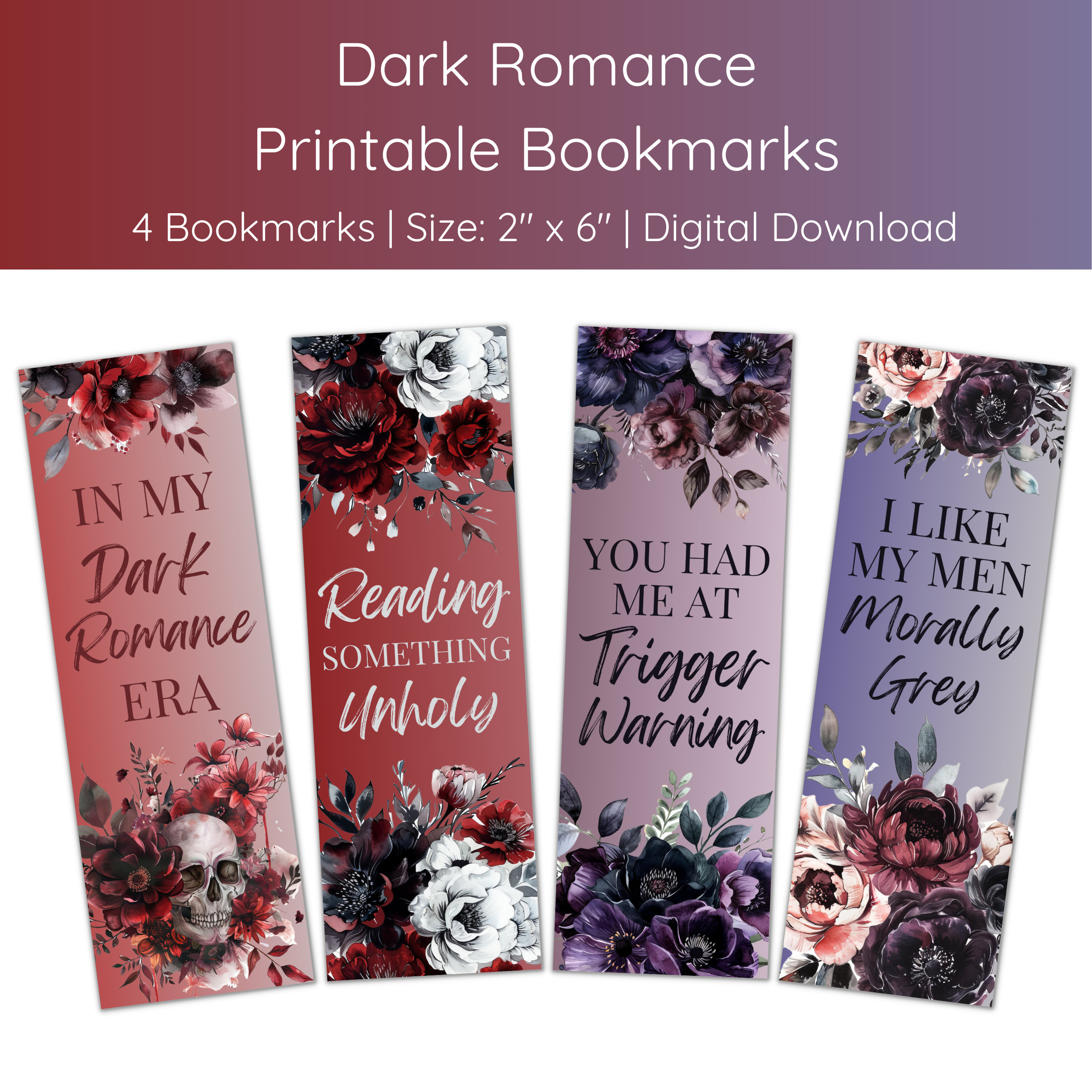 Dark Romance Bookmarks Romance Book Merch Book Worm Gift Bookmark Set ...