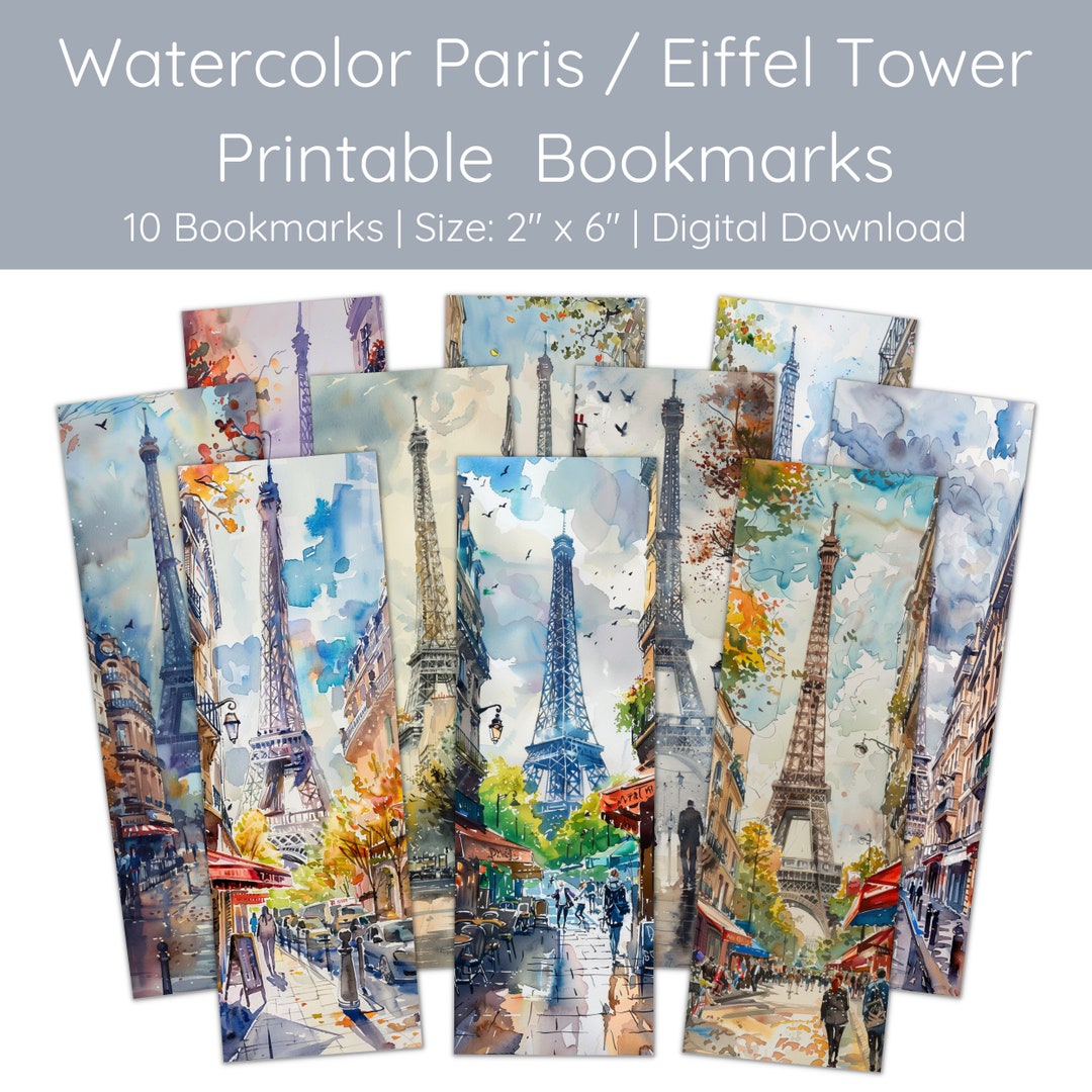 Paris Bookmarks Bookmark PNG Printable Bookmarks Watercolor Bookmark ...