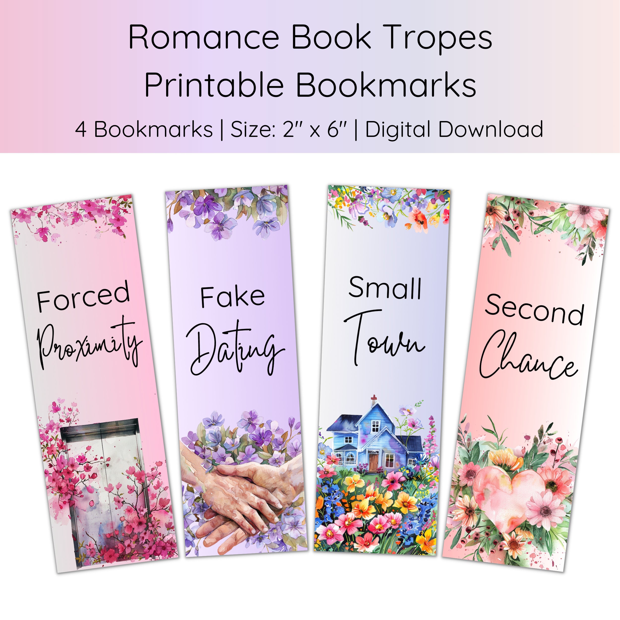 Romance Book Trope Bookmarks Printable Bookmarks Bookmark PNG Bookmarks ...