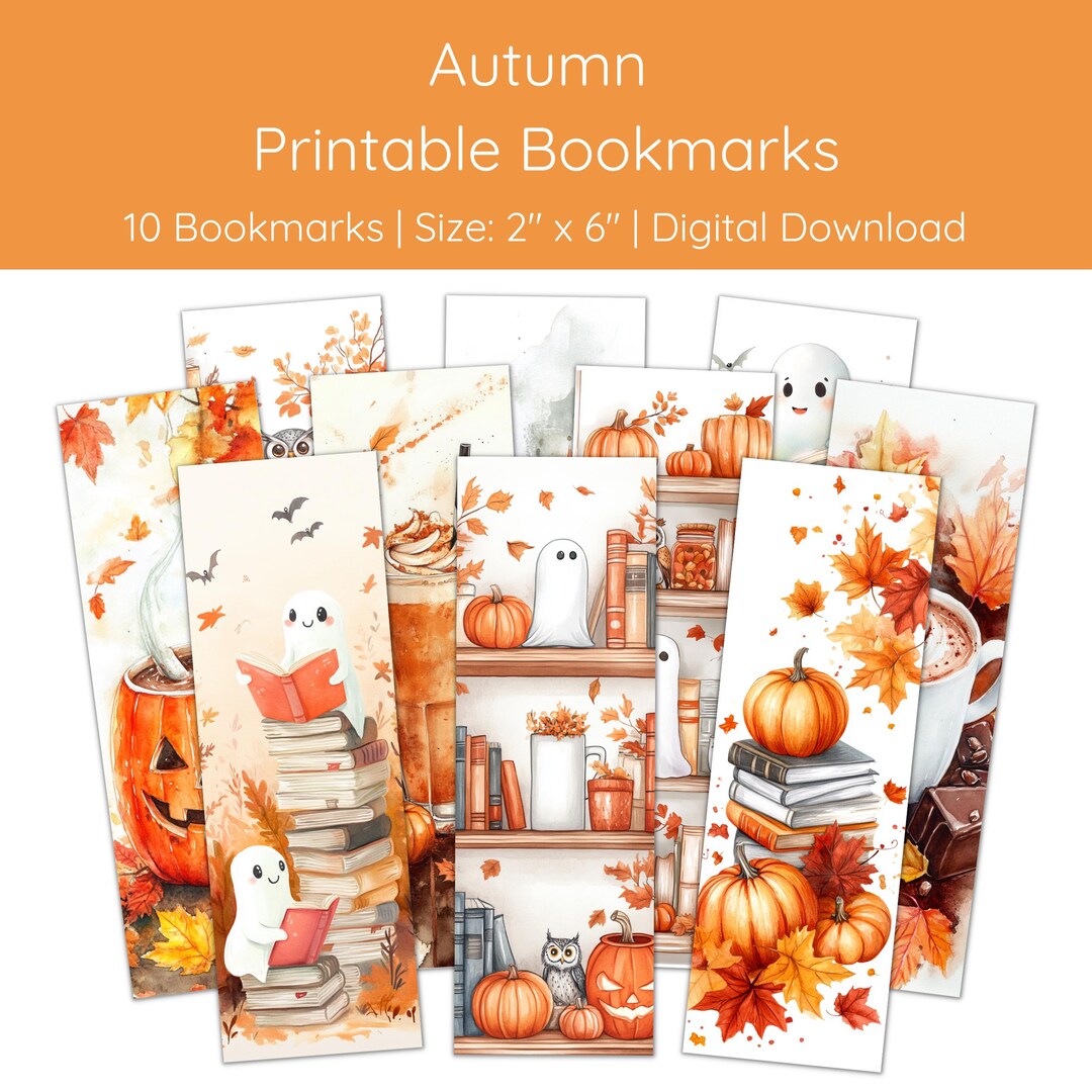Printable Autumn Bookmarks | Fall Bookmarks | Cute Bookmarks | Digital ...