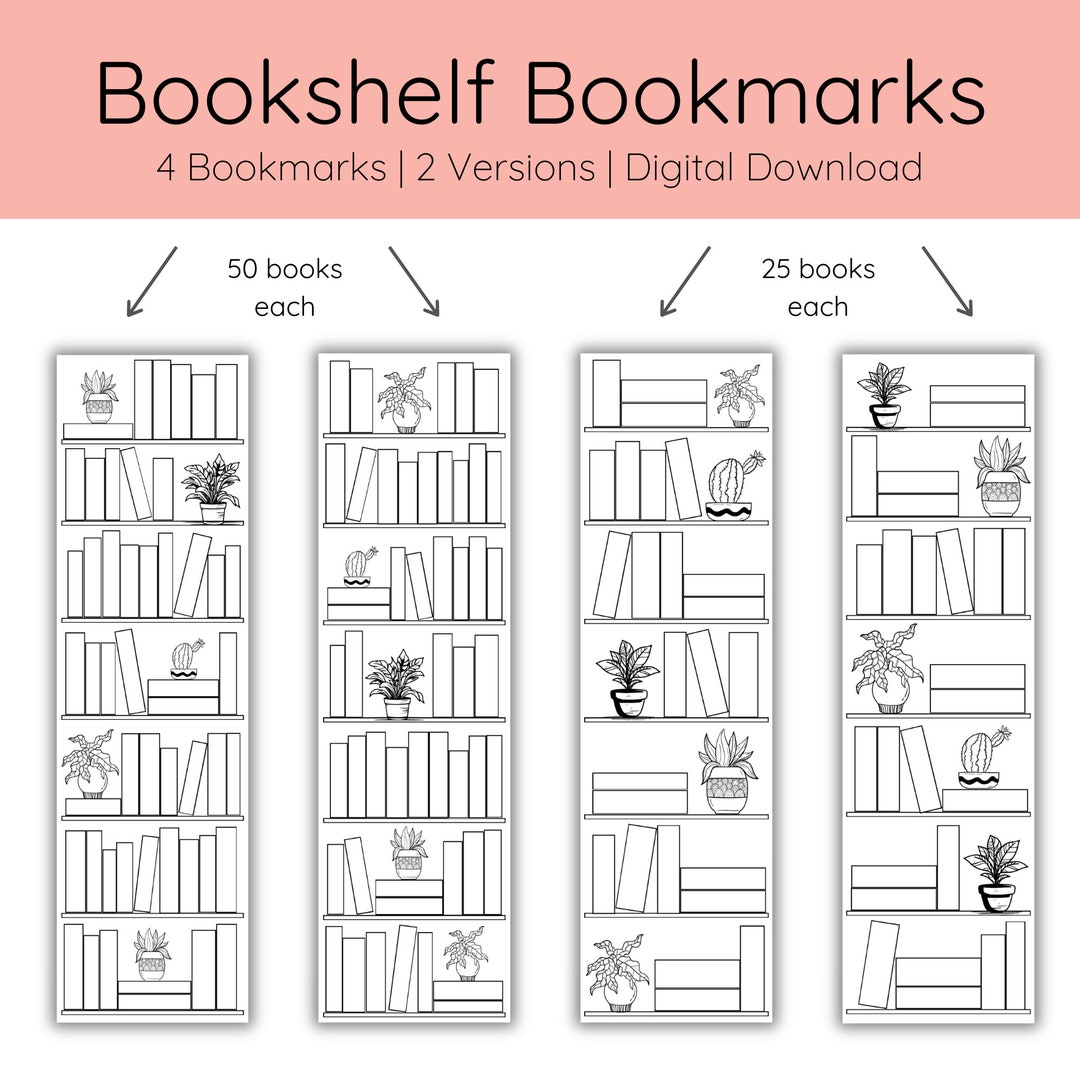 Bookshelf Bookmark | Bookmark Tracker | Reading Tracker | Printable ...