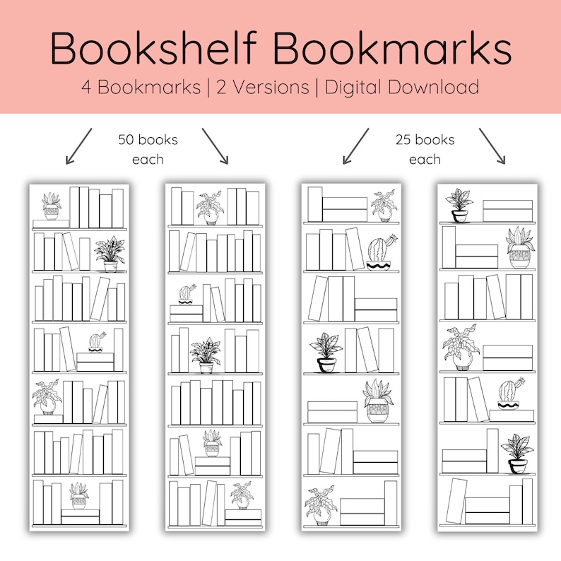Bookshelf Bookmark Bookmark Tracker Reading Tracker Printable Bookmark ...