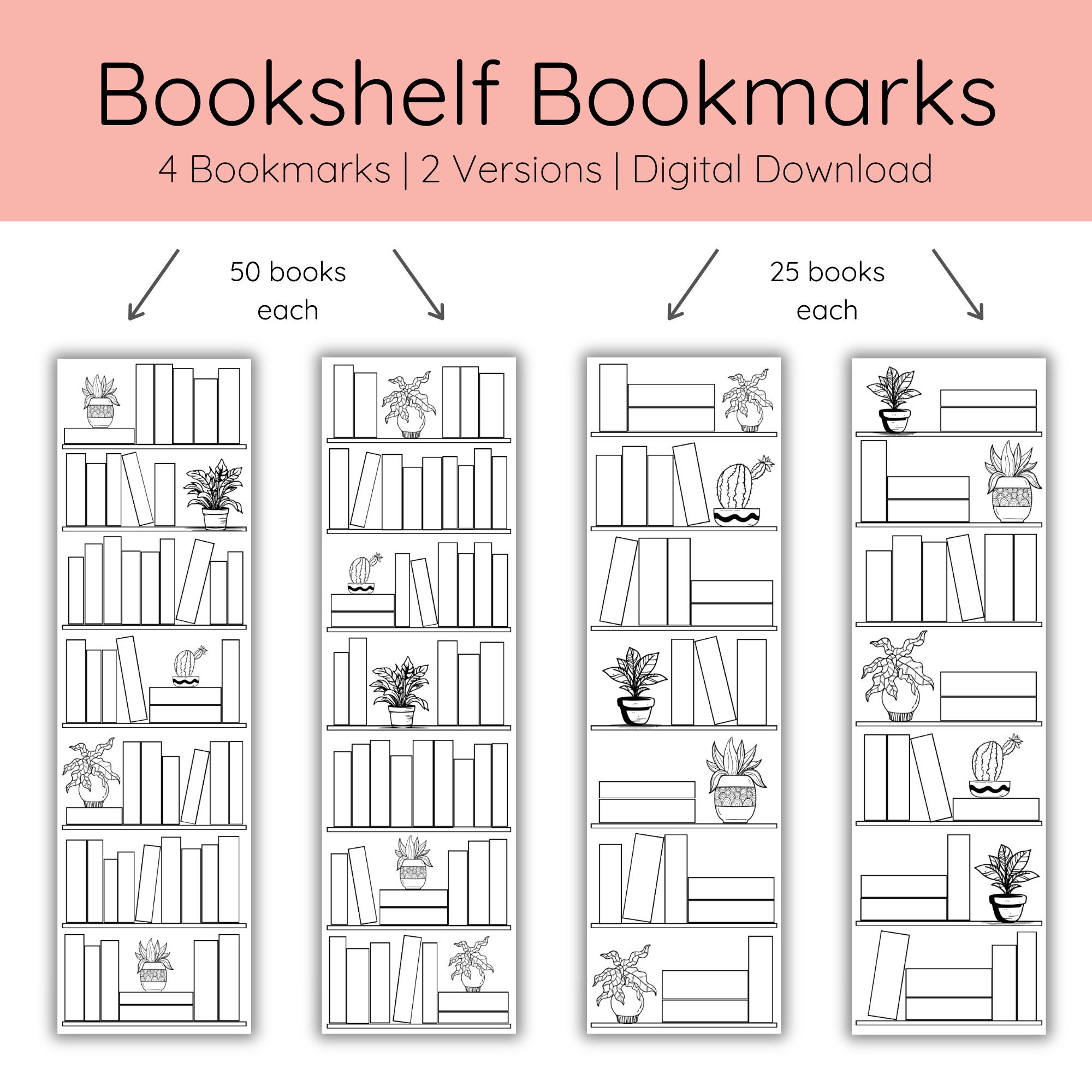 Bookshelf Bookmark Bookmark Tracker Reading Tracker Printable Bookmark ...