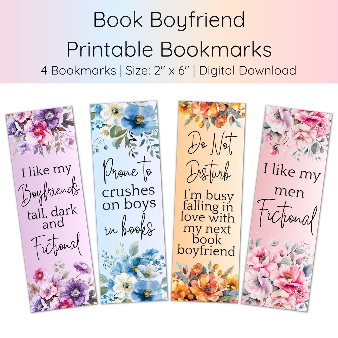 Book Boyfriend Bookmarks | Romance Bookmarks | Printable Bookmarks ...