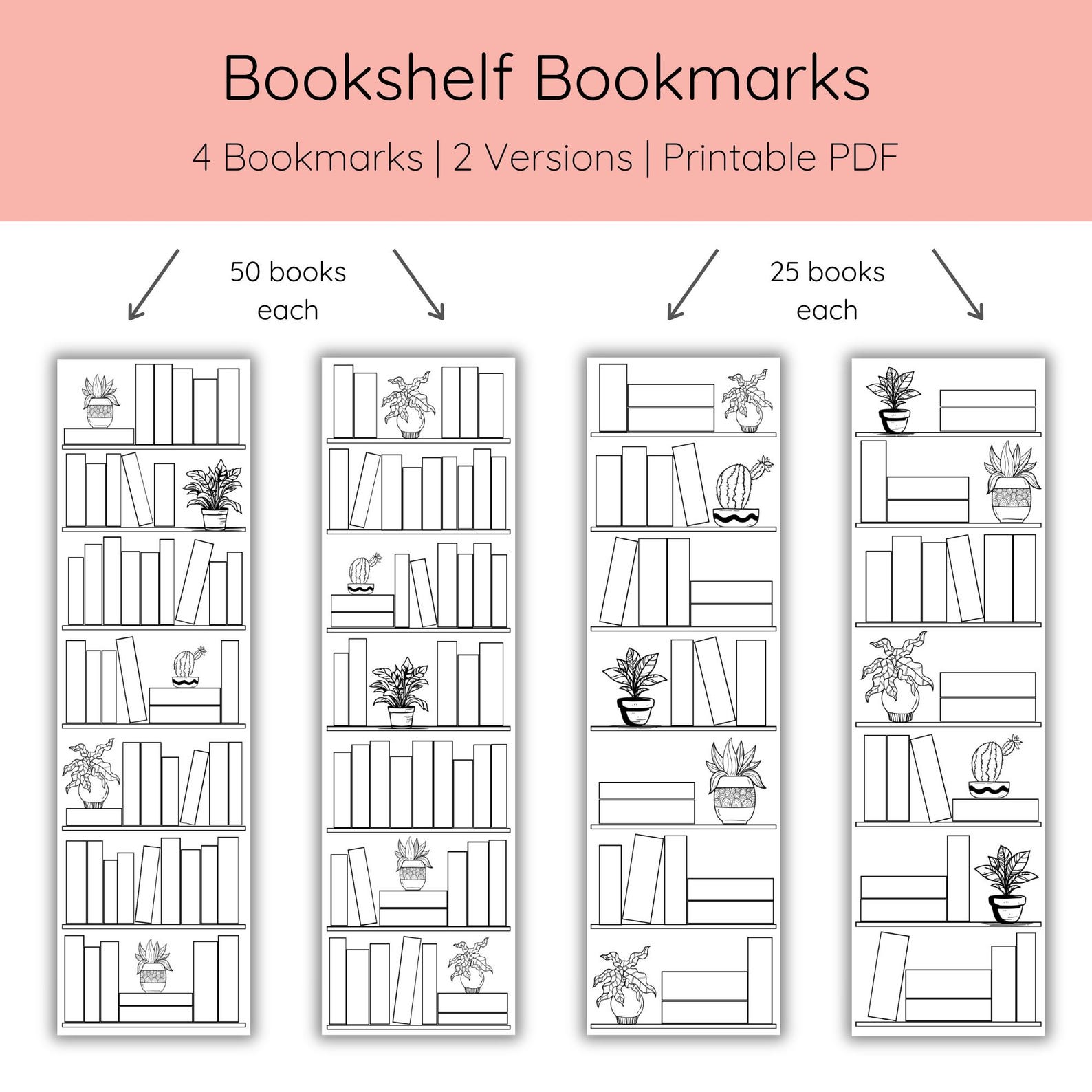 Bookshelf Bookmark Bookmark Tracker Reading Tracker Printable Bookmark ...