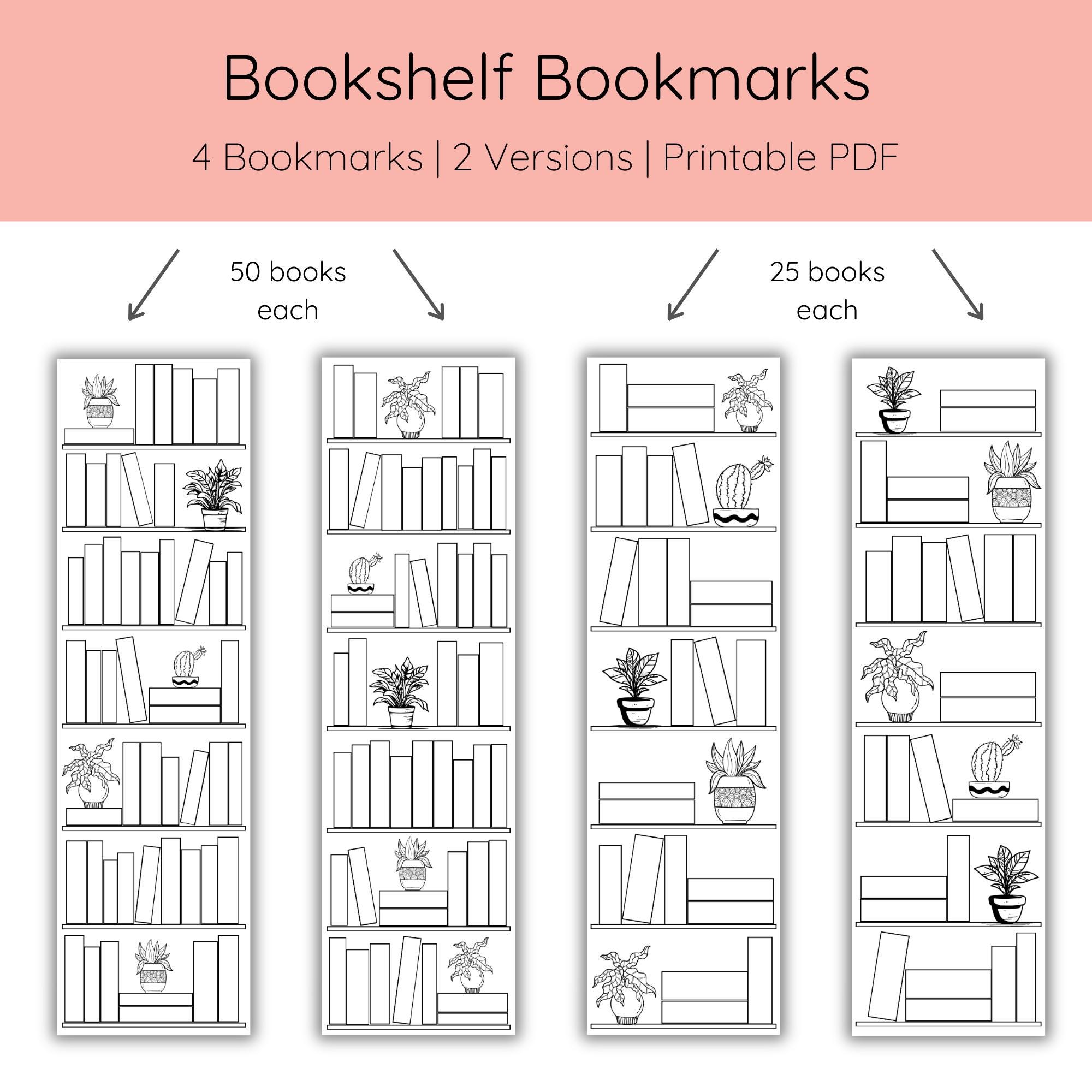 Bookshelf Bookmark Bookmark Tracker Reading Tracker Printable Bookmark ...