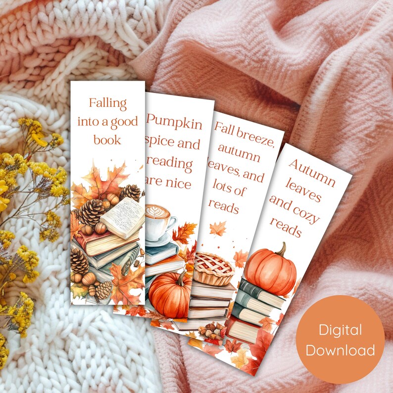Printable Autumn Bookmarks With Reading Quotes Digital Download - Etsy