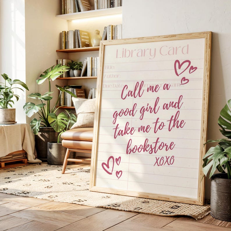 Printable Library Card Poster | Bookish Art Print | Book Wall Art ...