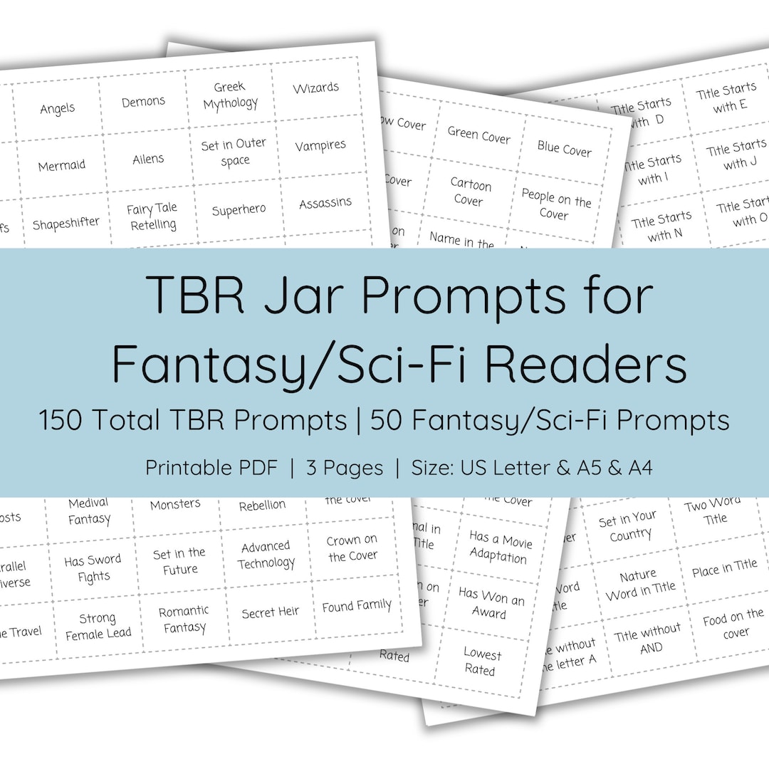 TBR Jar Prompts | Fantasy Reader | TBR Cards | Printable TBR | Reading ...