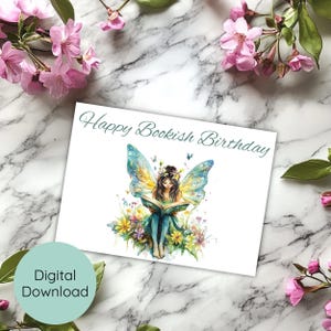 Printable Birthday Card for Readers | Reading Fairy | Book Worm ...