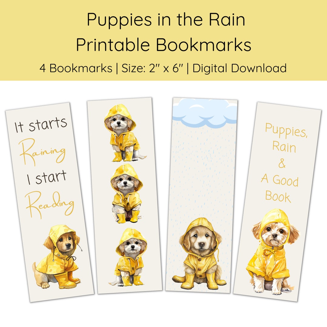 Printable Cute Puppy Bookmarks for Spring Reading - Digital Download - Etsy