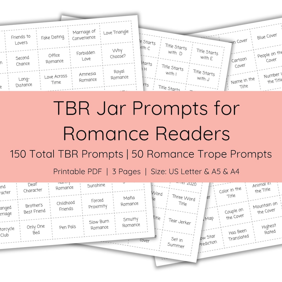 TBR Jar Prompts | Romance Reader | TBR Cards | Printable TBR | Reading ...