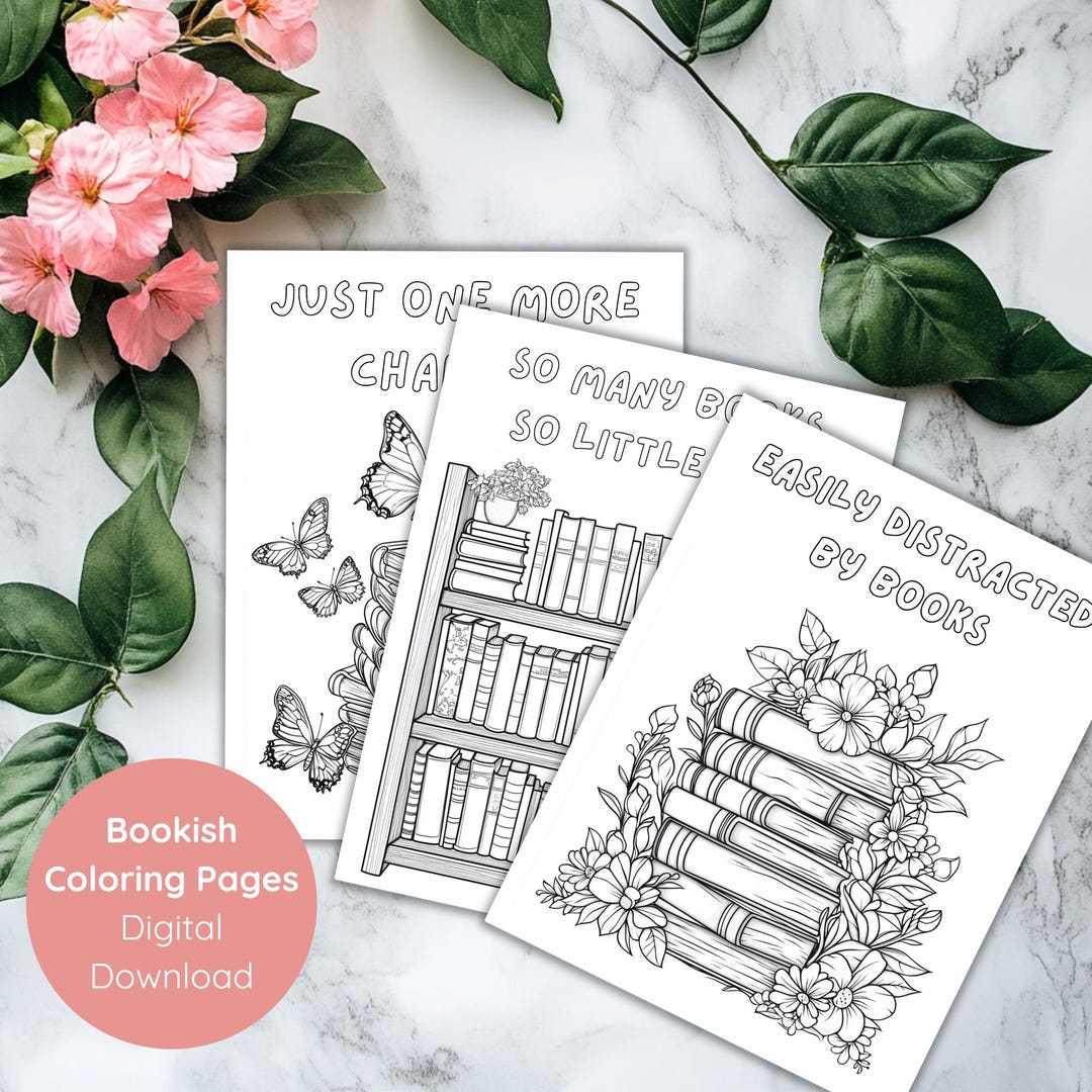 Printable Coloring Pages for Readers | Bookish Gift | Printable PDF ...