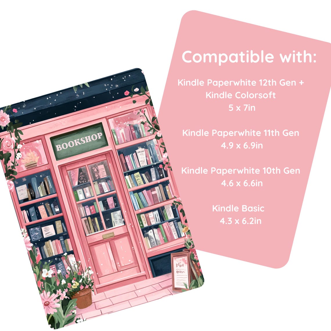 Printable Kindle Insert for Clear Case | Bookstore Kindle Insert | Pink ...