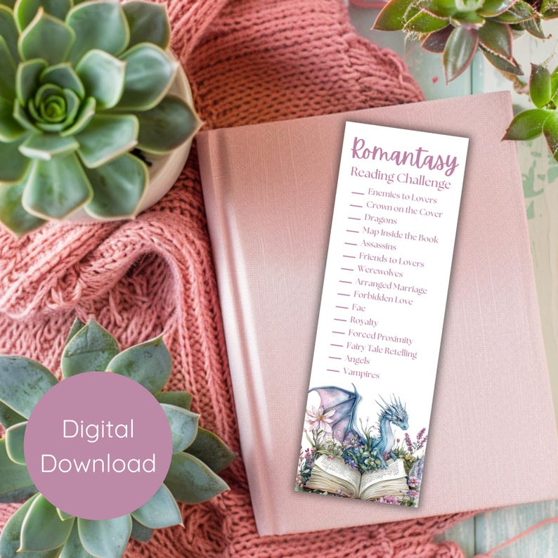 Romantasy Reading Challenge TBR Challenge Printable Bookmark - Etsy