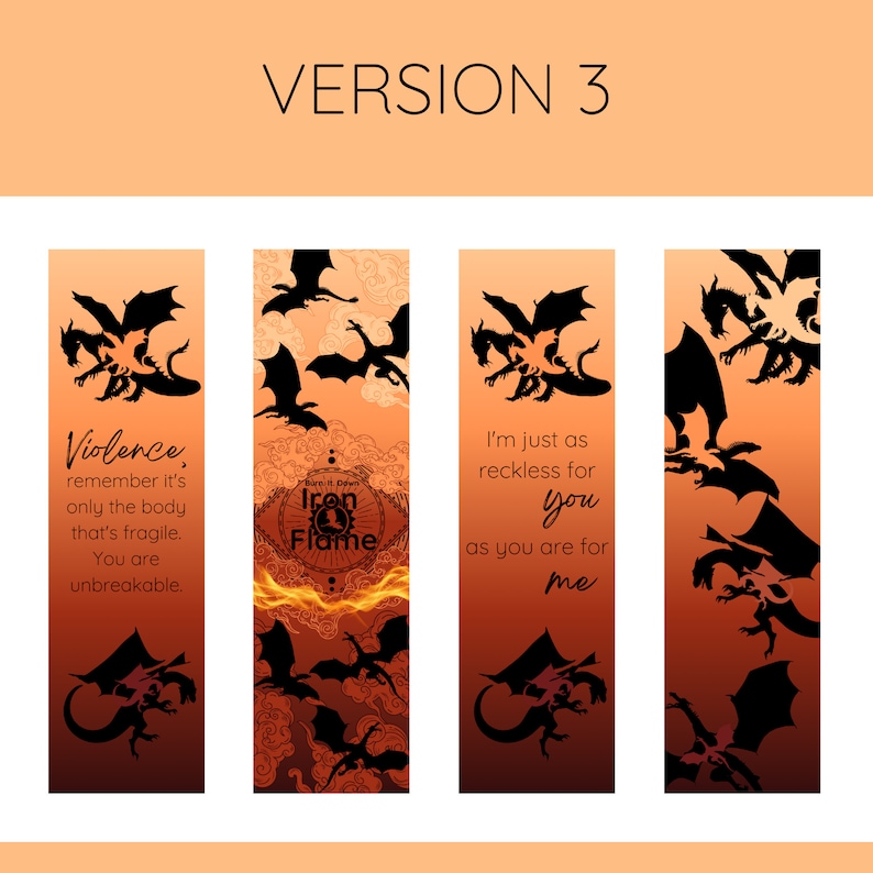 Printable Fourth Wing Bookmarks Fourth Wing Series Inspired Bookmarks Iron Flame Bookmark Set ...