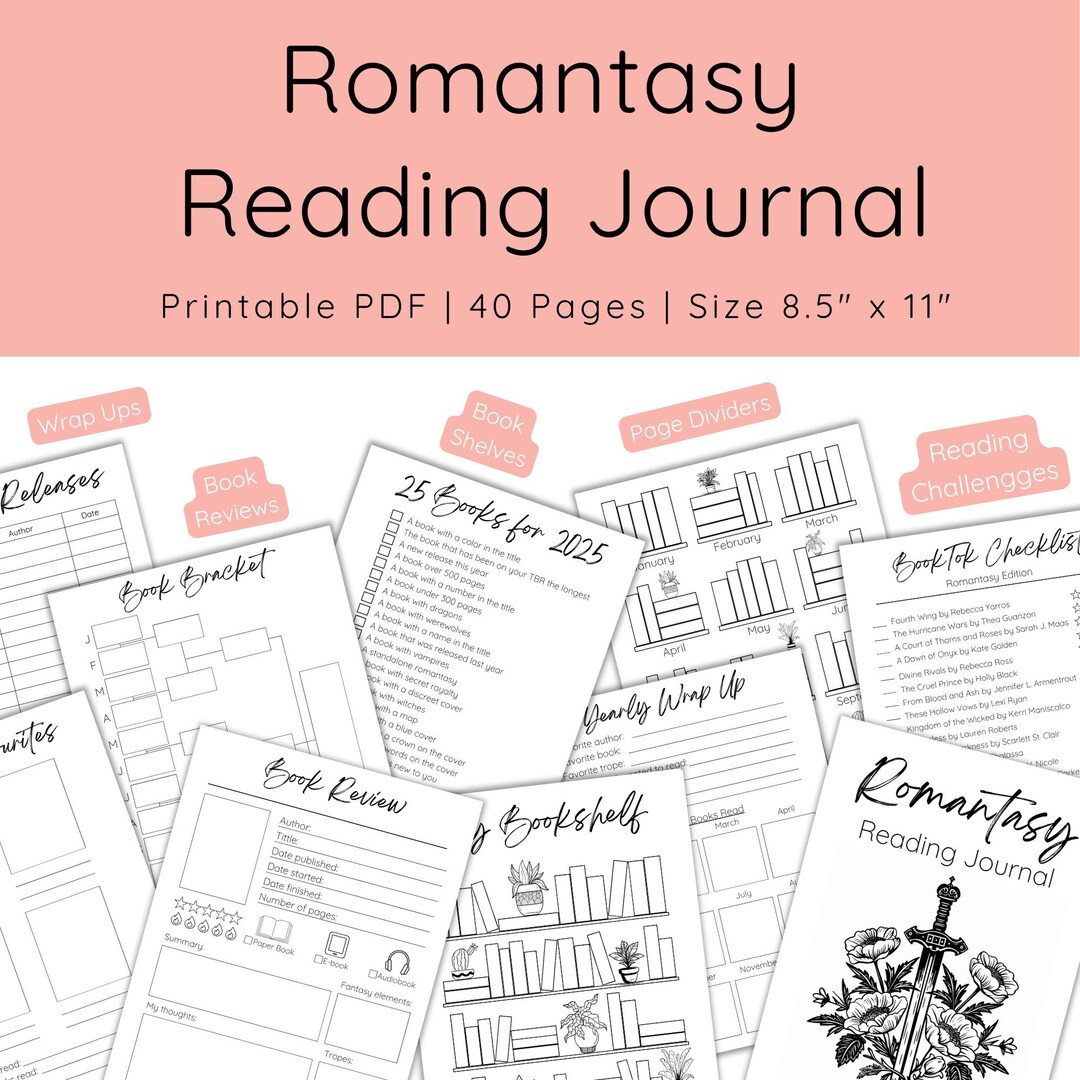 Romantasy Reading Journal | Reading Tracker | Book Log | Book Tracker ...