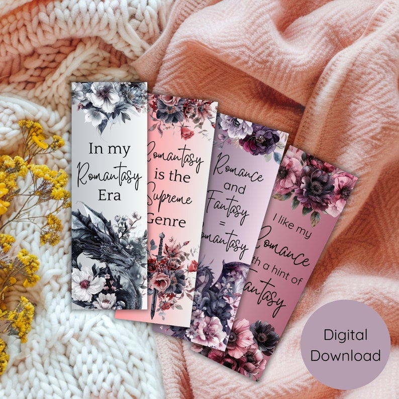Romantasy Bookmarks Printable Bookmarks Bookmark PNG Romance Bookmark ...