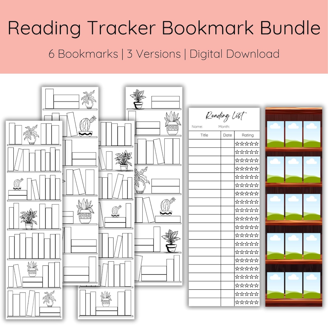 Bookshelf Bookmark | Bookmark Tracker | Reading Tracker | Printable ...