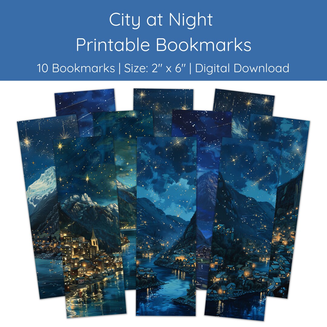 Printable Bookmarks | Starry Night | Mountains | City in the Mountains ...
